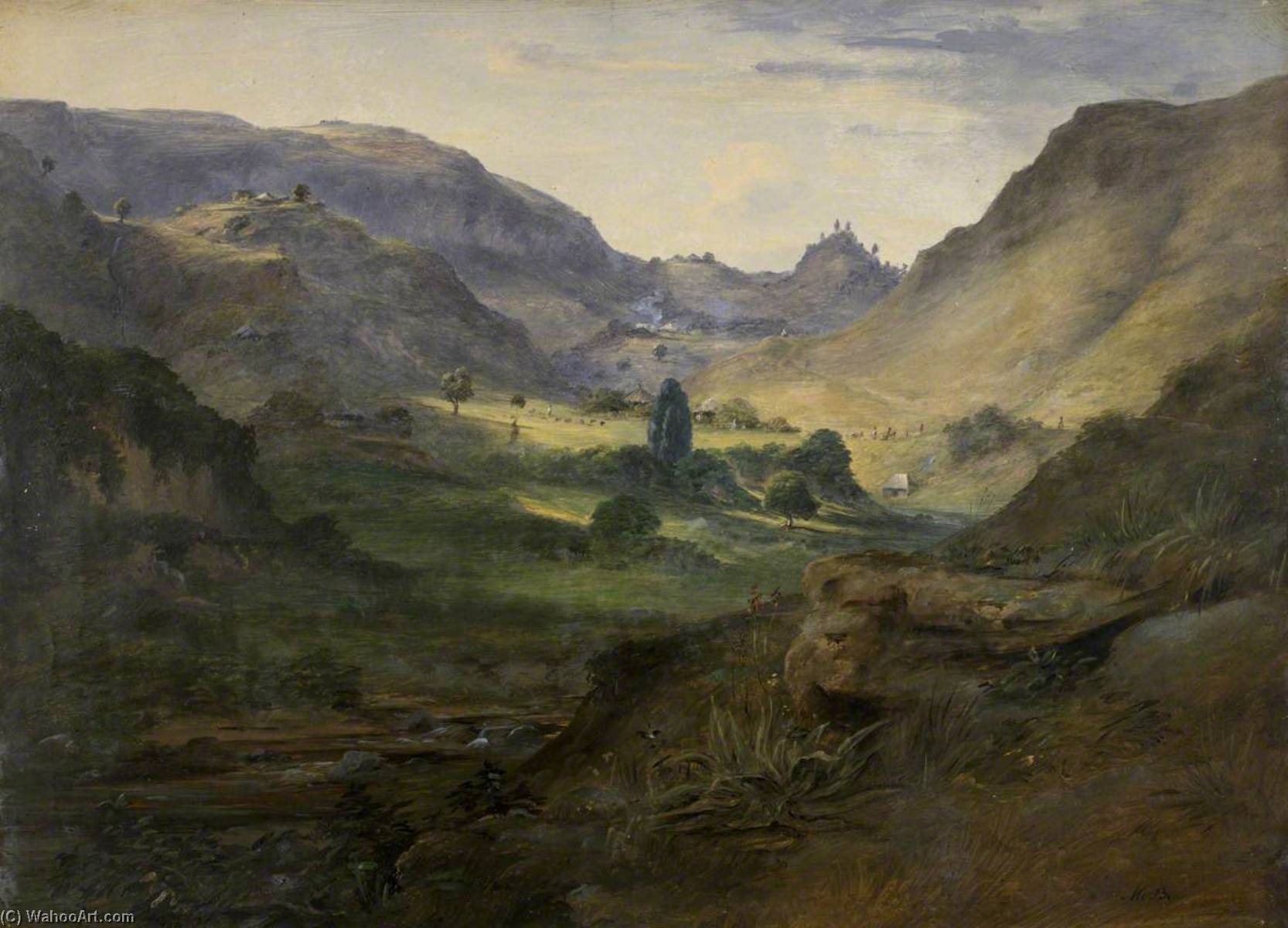 Reproductions D'art De Musée Paysage de montagne avec village, 1843 de ...