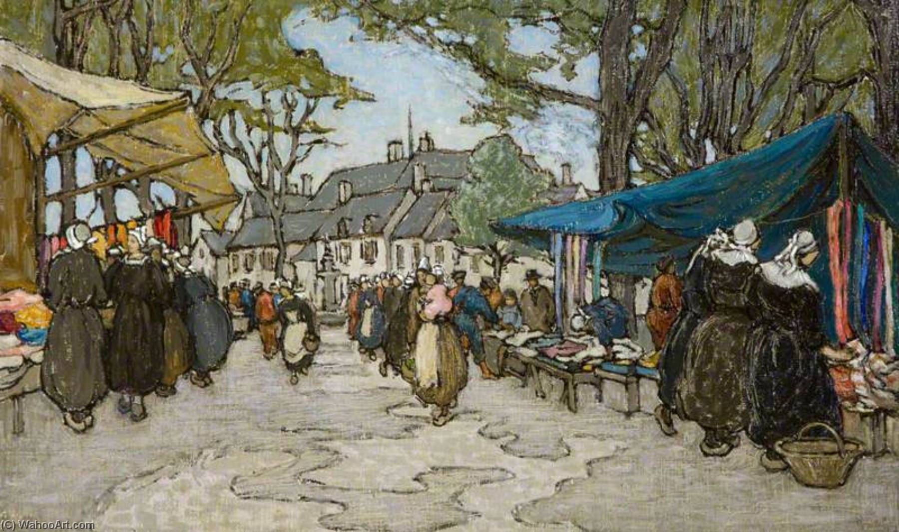 Réplique De Peinture Un marché en France, 1929 de Georgina Moutray Kyle ...