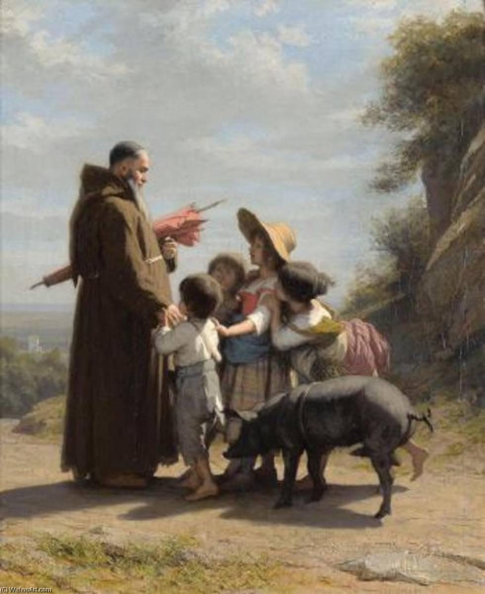 Reproductions De Peintures Un moine franciscain avec des enfants, 1868 ...