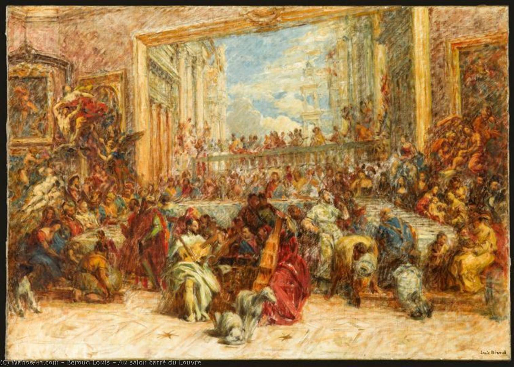 Réplique De Peinture Au salon carré du Louvre de Louis Beroud (1852 ...